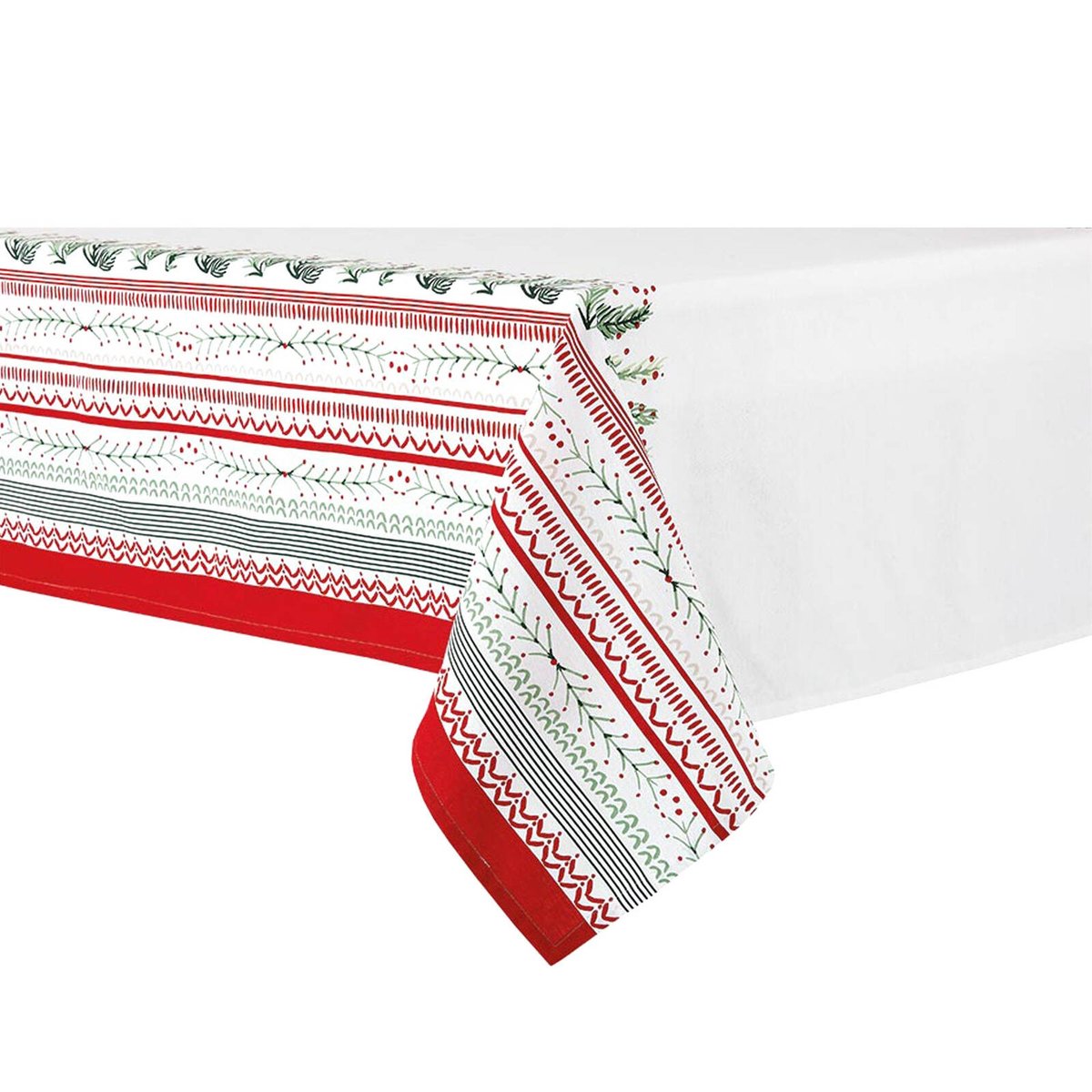 Ladelle Wonderful Christmas Xmas Festival Cotton Tablecloth Oblong 10 ...