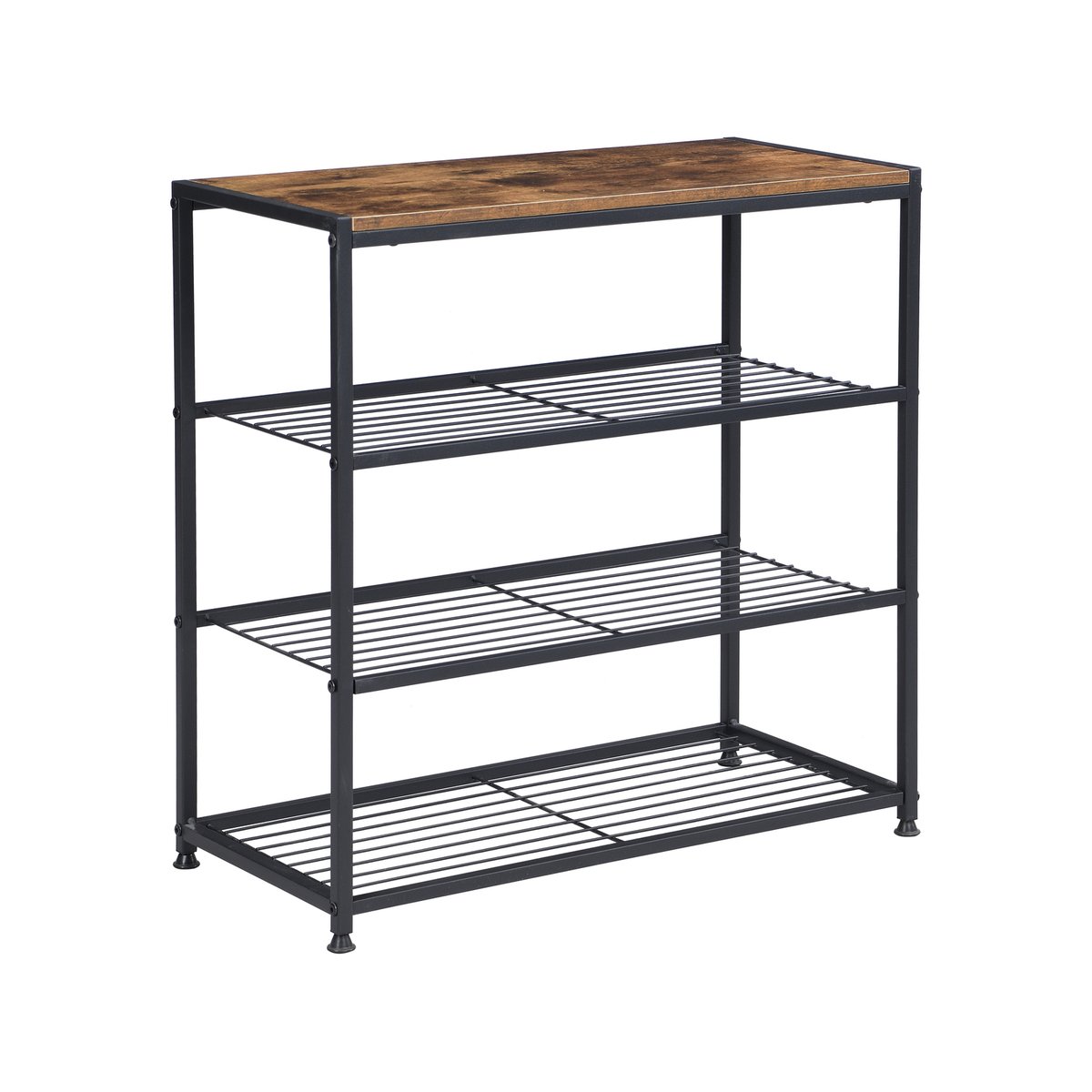 IHOMDEC 4-Tier Tower Metal & Faux Antique Wood Shoe Rack - Bunnings ...