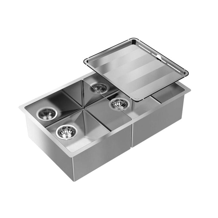 Abey Piazza 340D Double Bowl Kitchen Sink With Drain Tray - Bunnings ...