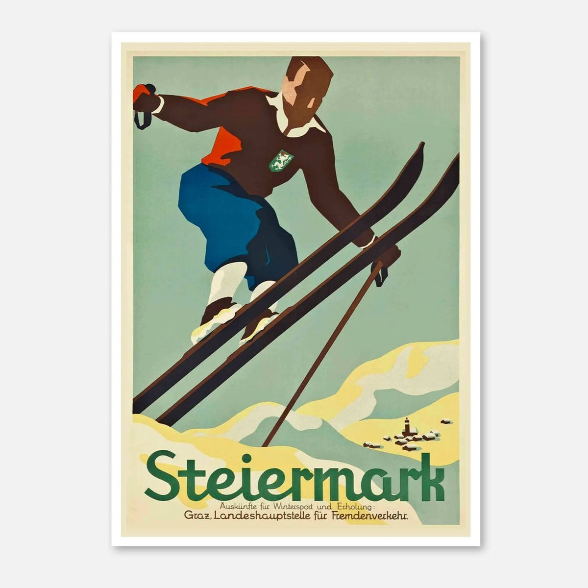 Galrie Steiermark Ski Vintage Poster Classic Winter Sports Art Print for Home Decor, Poster Only ...