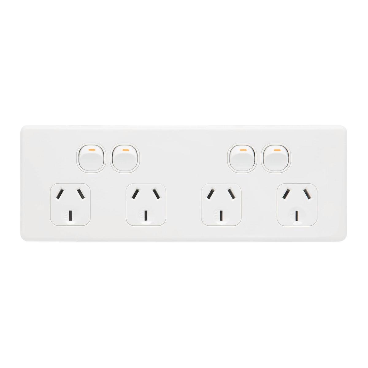 DETA White Gloss S-Line Quad Power Point - Bunnings Australia