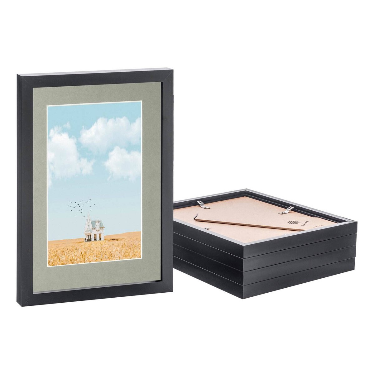 Nicola Spring Photo Frames with A5 Mount - A4 (8" x 12") - Black - Pack ...