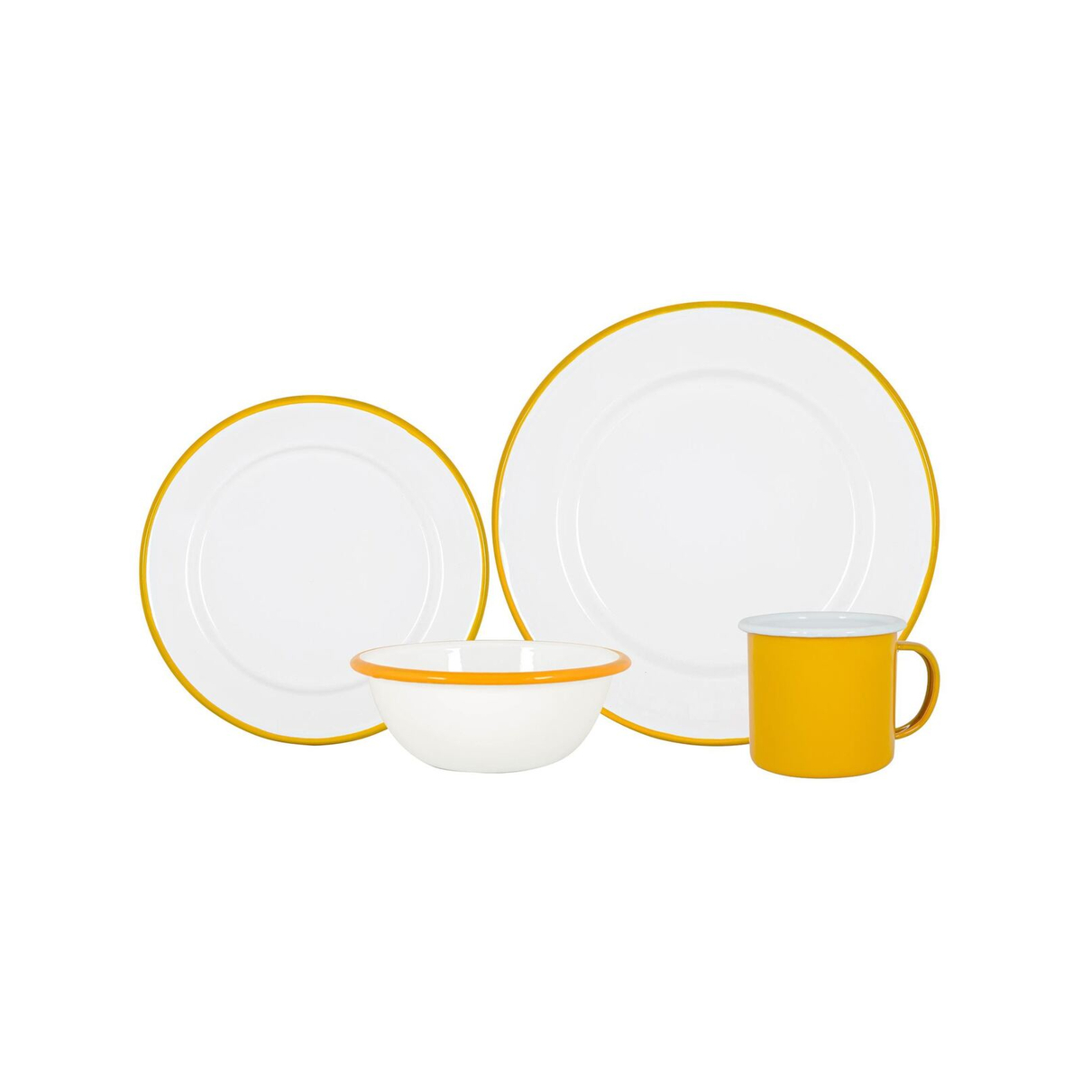 Argon Tableware 16pc Enamel Dinnerware Set - Yellow - Bunnings Australia