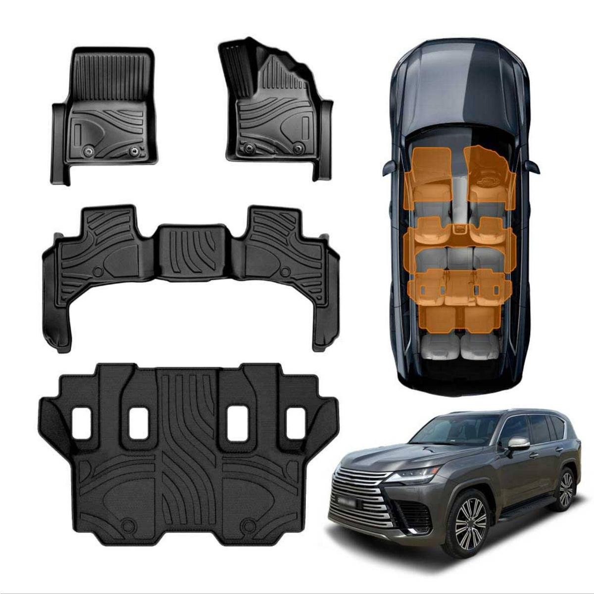 3D Heavy Duty All Weather Car Mat Floor Liner Full Set for Lexus LX ...