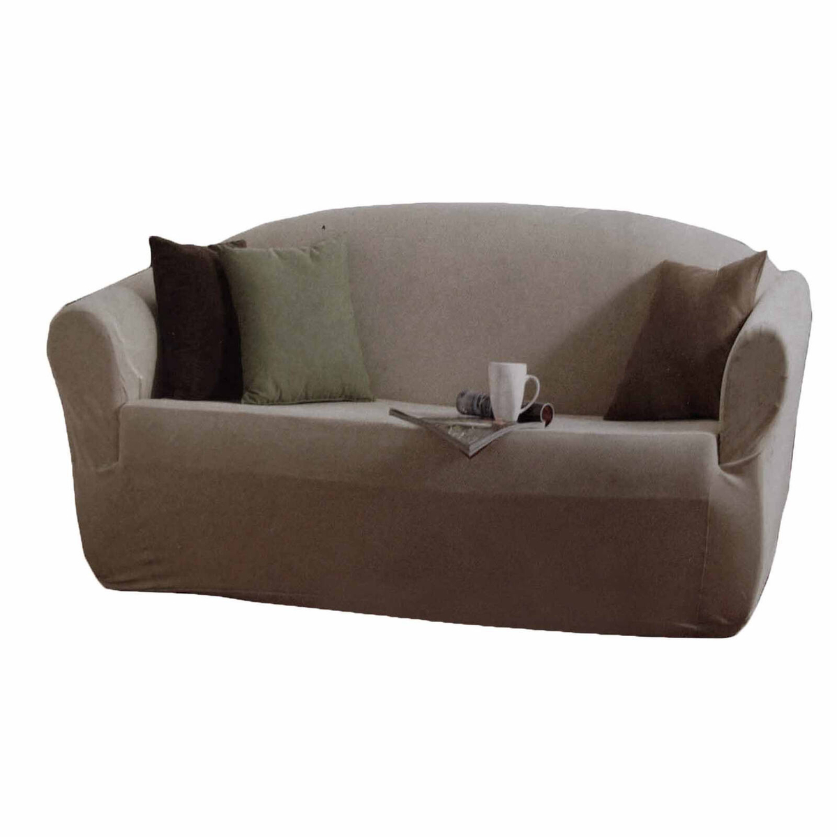 IDC Homewares Stretch Fit Couch Sofa Cover Taupe 2 Seater 147 x 185 cm ...