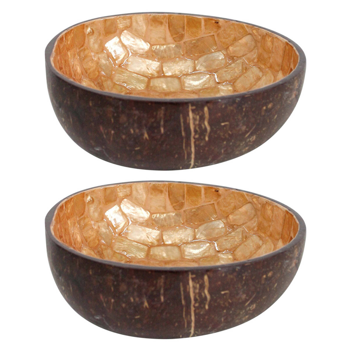 2PK LVD Amber Brick 13cm Decorative Coco Capiz Bowl Home Decor Round ...