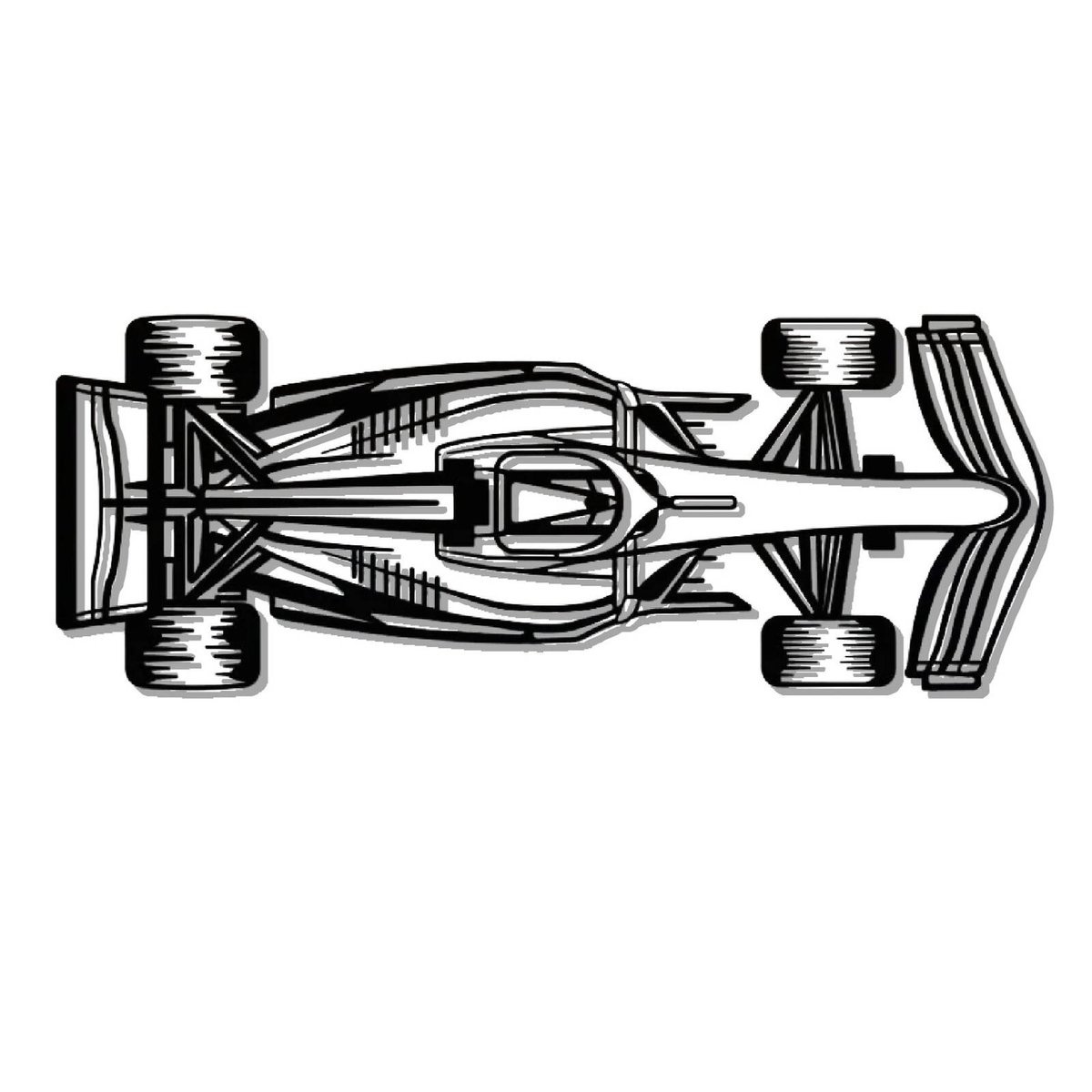 Ignite Laser Formula Race Car Pits Top View Silhouette Metal Wall Art ...