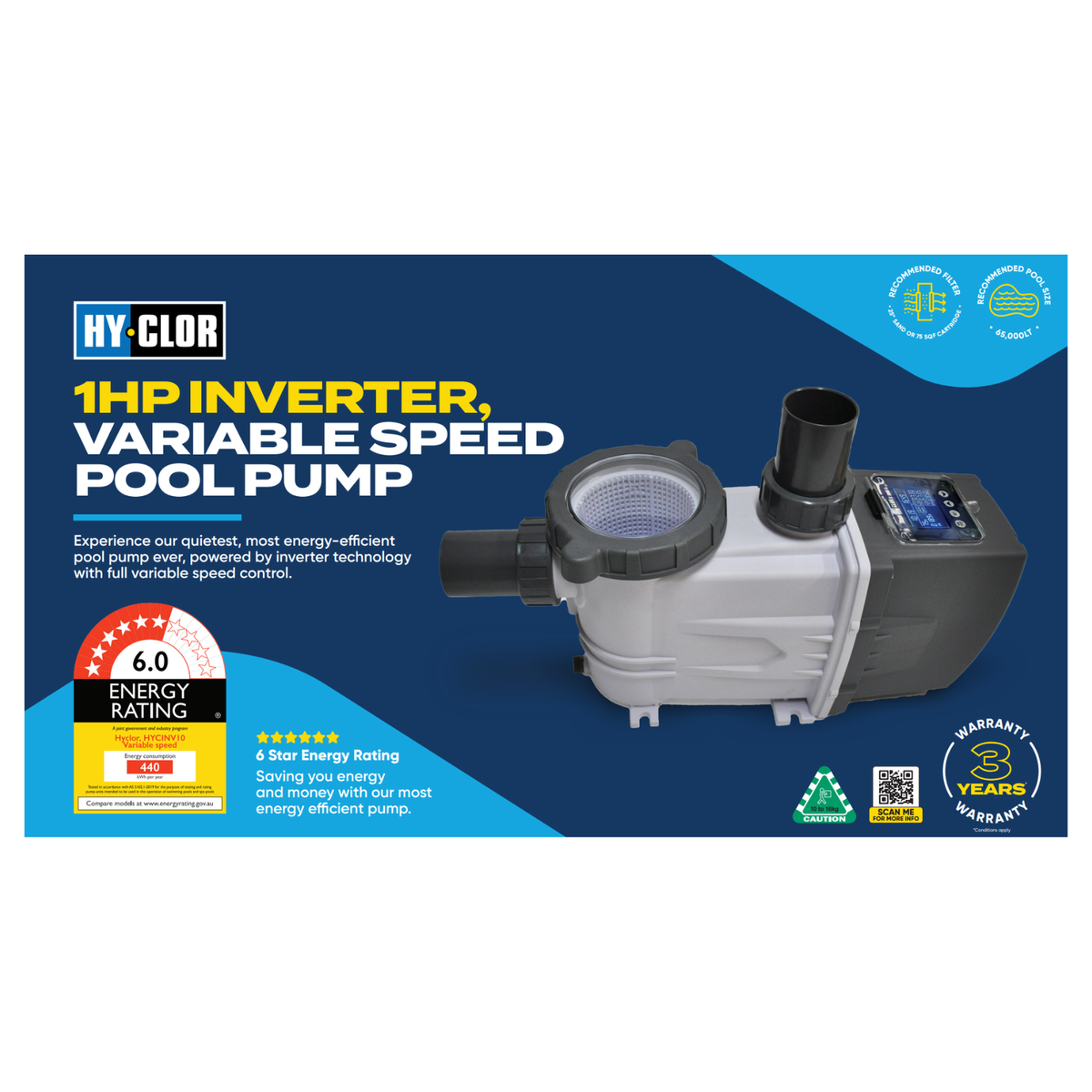 Hy-Clor 1HP Inverter Variable Speed Pool Pump - Bunnings Australia