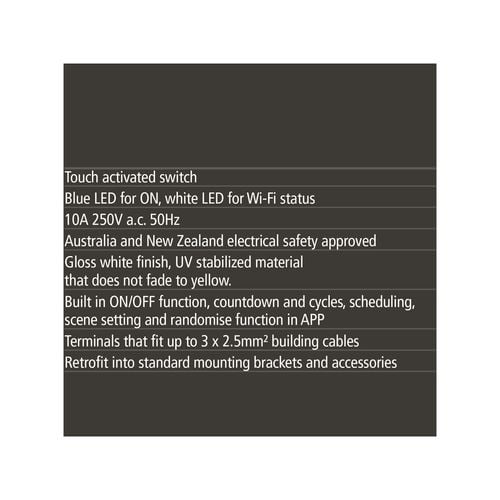 Deta Grid Connect Smart Single Gang 2 Way Touch Light Switch - Bunnings ...