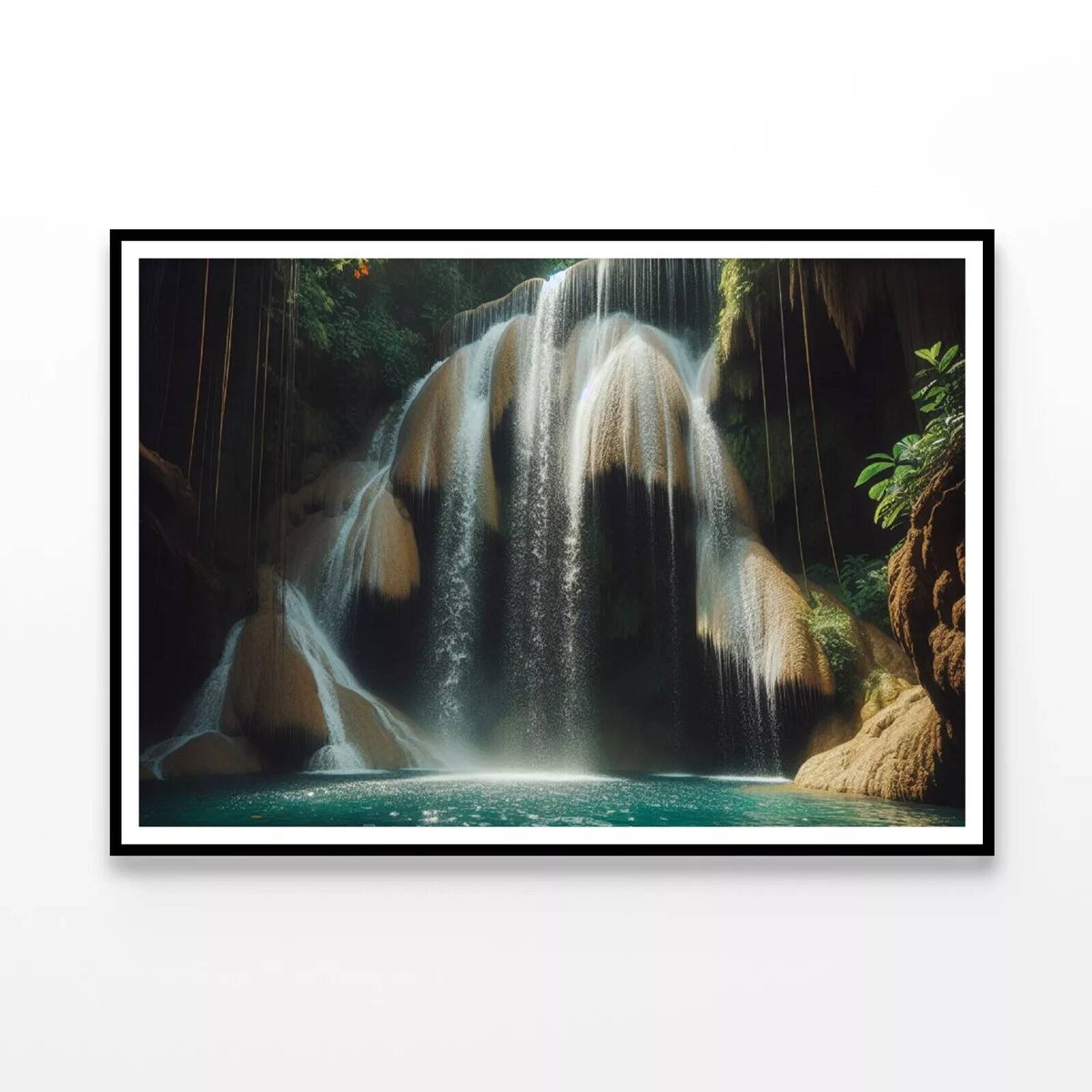 Waterfall in Forest View Print 100% Australian Made 120x90cm (Poster ...
