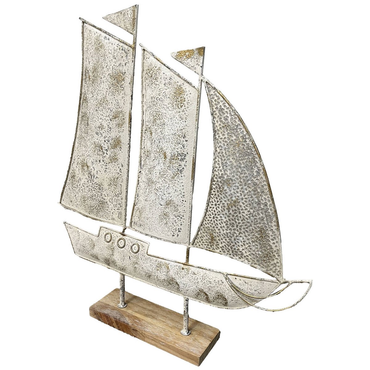 Willow & Silk Metal/wood 56cm Distressed Finish Sail Boat On Base ...