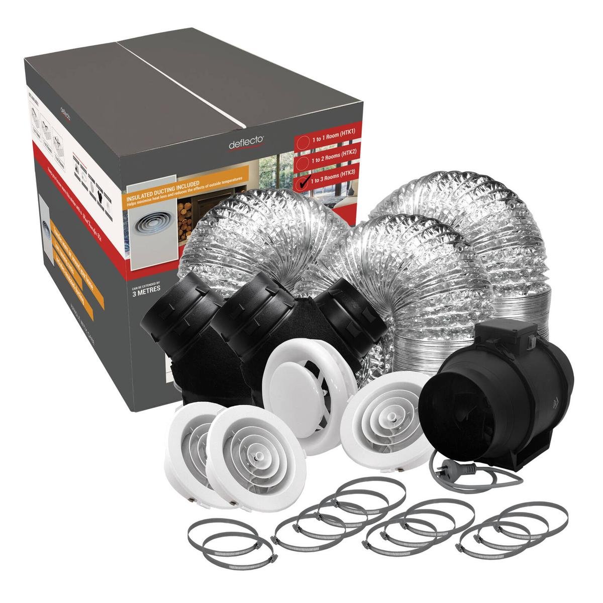 Deflecto Heat Transfer Kit - 1 to 3 Rooms - Bunnings Australia
