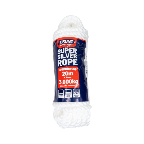 GRUNT 16mm x 20m White Super Silver Rope - Bunnings Australia