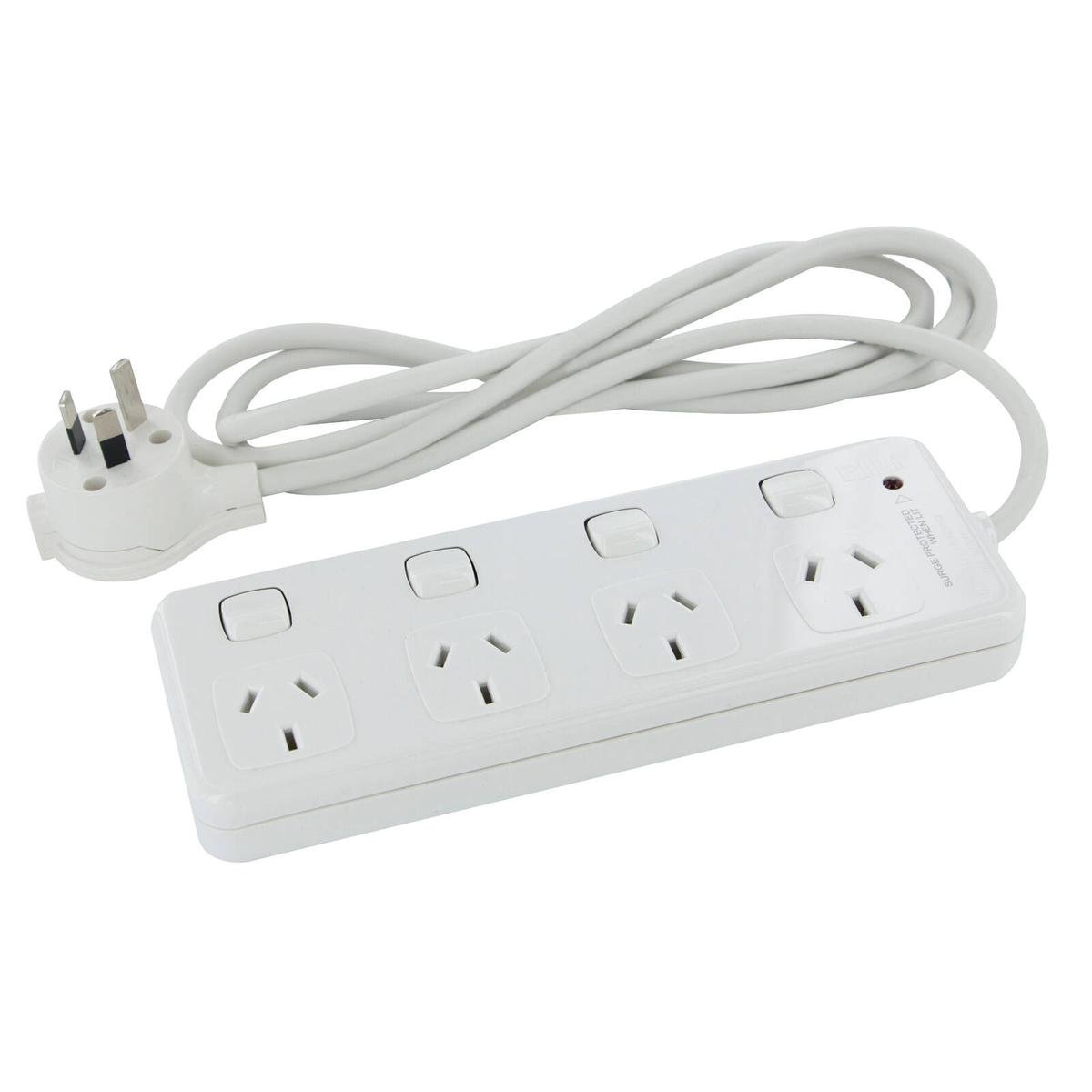 HPM 10 Amp 4 Outlet Surge Protected Powerboard - Bunnings Australia