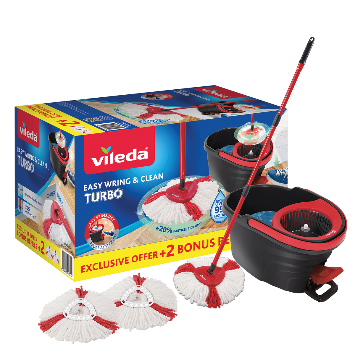 Vileda Easy Wring & Clean Mop & Bucket System - With 2 Bonus Refills - Bunnings New Zealand