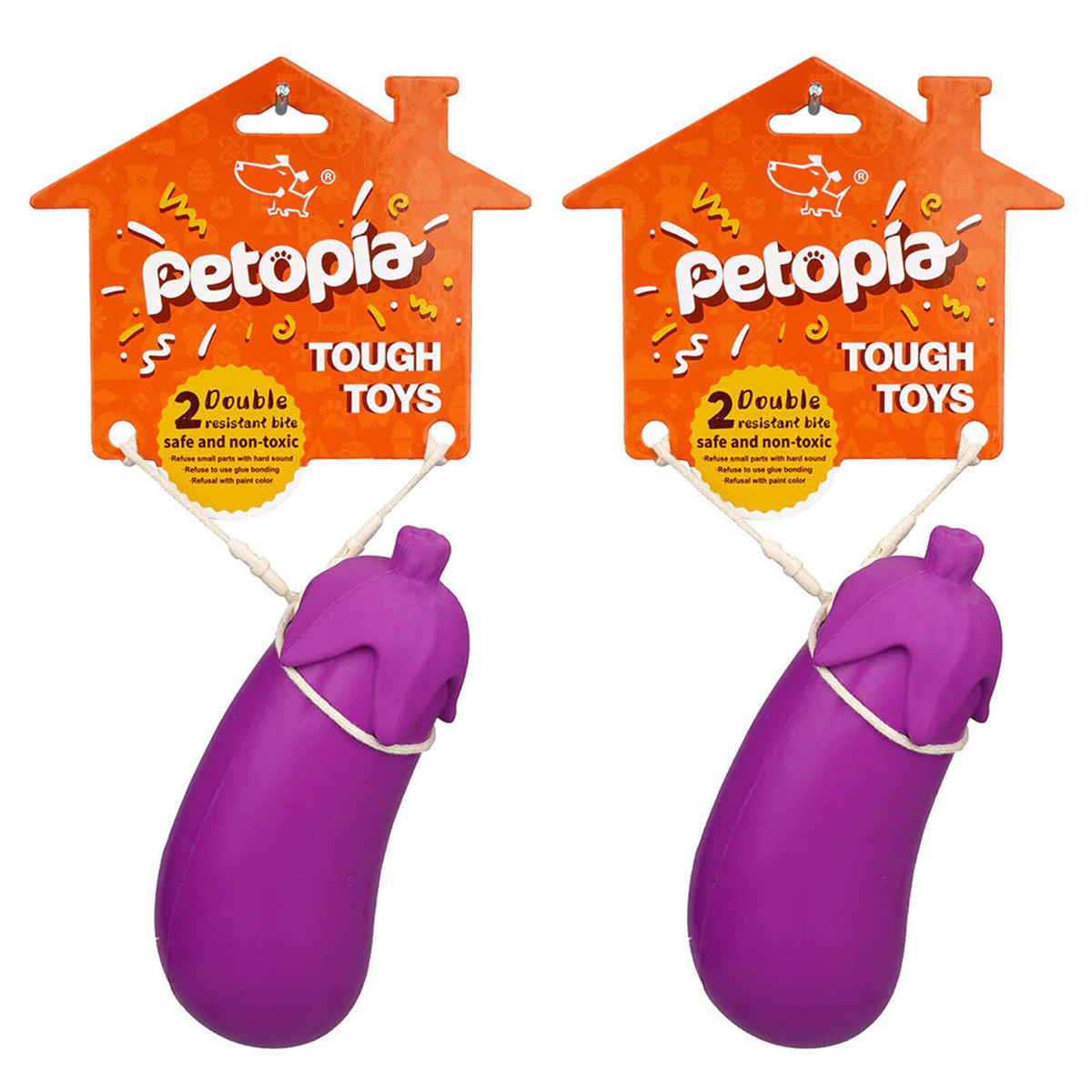 2PK Petopia Ultra Tough 12cm Rubber Stuffed Eggplant Dog Toy Small - Violet - Bunnings Australia