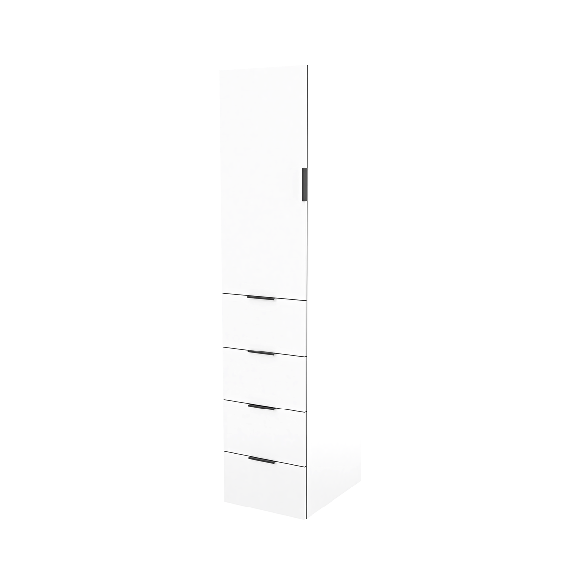 Lugna 2048 x 450 x 580mm White 3 Shelf 4 Drawers Left Hinged Door ...