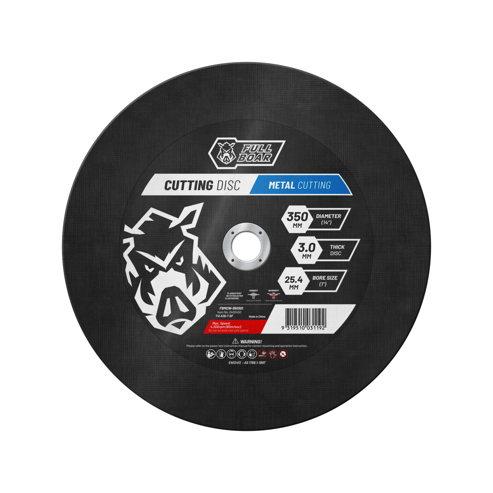 Full Boar 350mm (14") x 3.0 x 25.4mm Metal Cutting Disc | Full Boar