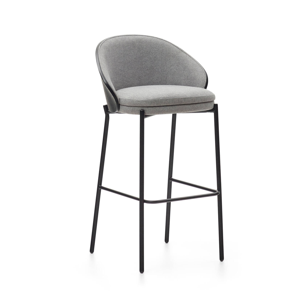 Eamy light grey stool in an ash wood veneer with a black finish and ...