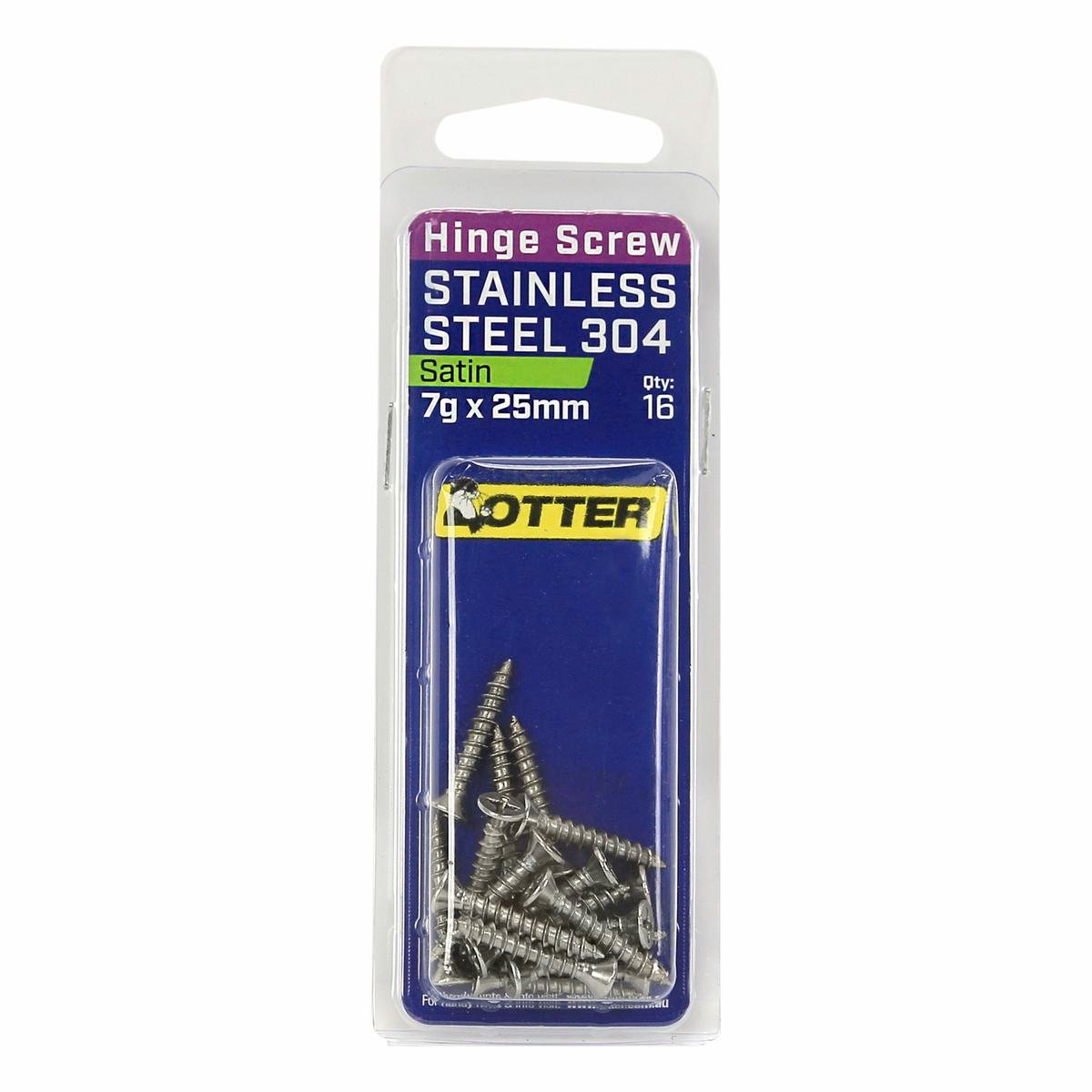 Otter 7 x 25mm Satin Stainless Steel 304 Hinge Screws - 16 Pack ...