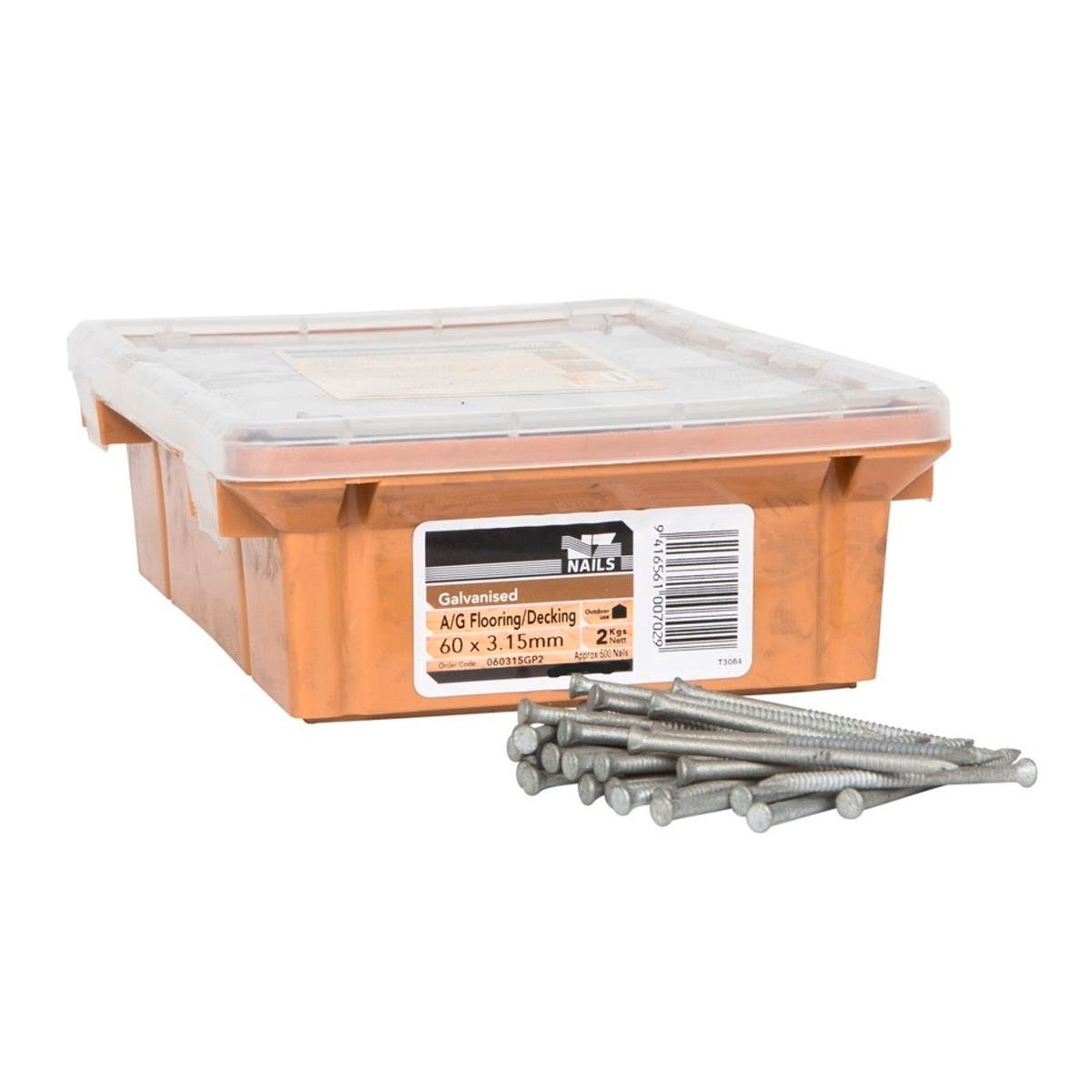 NZ Nails 60 x 3.15mm Galvanised Timber Flooring Nail - 2kg Box ...