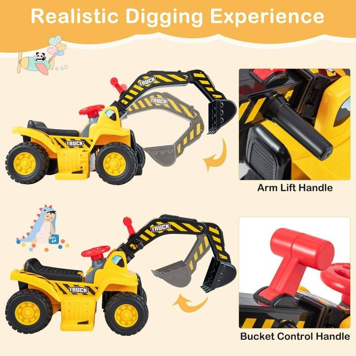 Costway Kids Ride On Excavator Car Electric Diggers w/Hoop,Balls&Horn ...