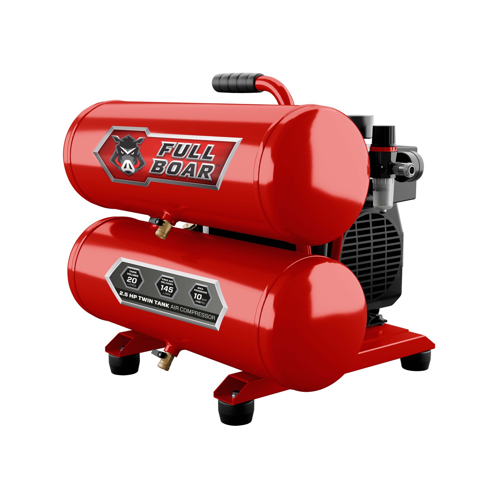 2.5HP Twin Tank Direct Drive Air Compressor | Full Boar