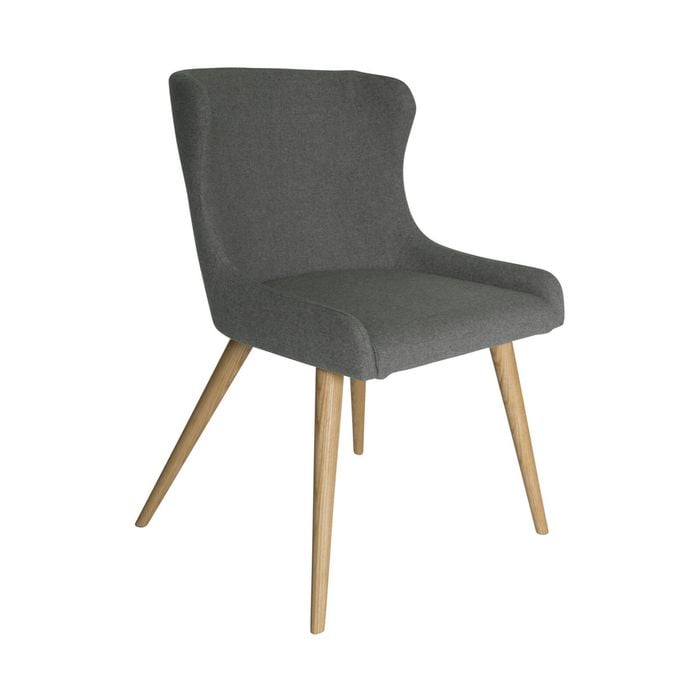 SKDL Osaka Dining Chair Grey Fabric Natural Legs - Bunnings Australia