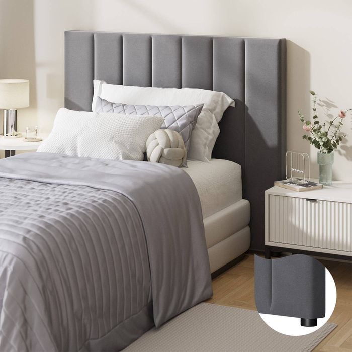 Oikiture Velvet Bed Headboard Bedhead For Single King Single Beds- Grey - Bunnings Australia