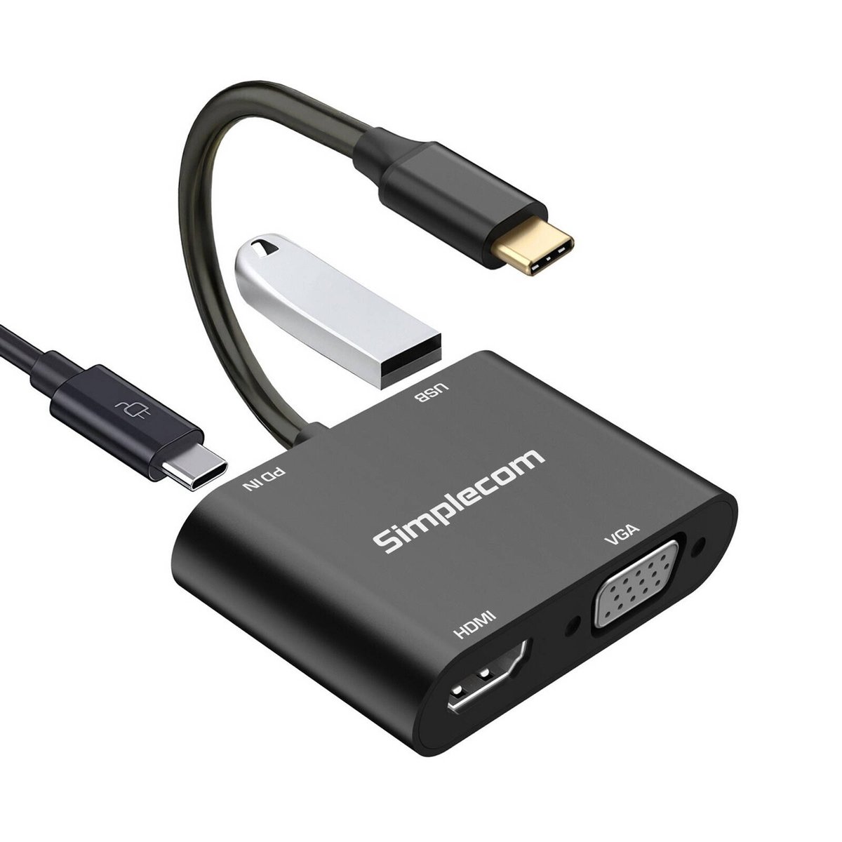 Simplecom DA440 4-in-1 USB-C Multiport Adapter with Power Delivery ...