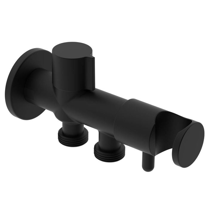 evekare Matte Black Dual Hand Spray Holder And Shut Off Valve ...
