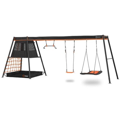 VULY 360 Pro Max C3 - 3 Bay Swing Set Kids Metal Swing with Cubby House ...