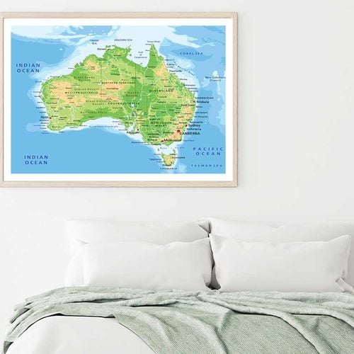 Australian Map Vector Print 100% Australian Made 120x90cm (Poster ...