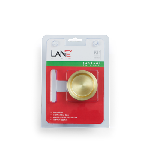 LANE Cavity Slider Passage Set Brushed Brass L537989 - Bunnings Australia