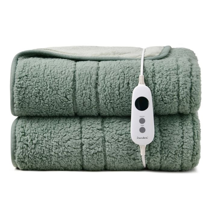Dreamaker Reversible Sherpa & Coral Fleece Heated Throw Olive and Sage 200 x 180cm - Bunnings ...