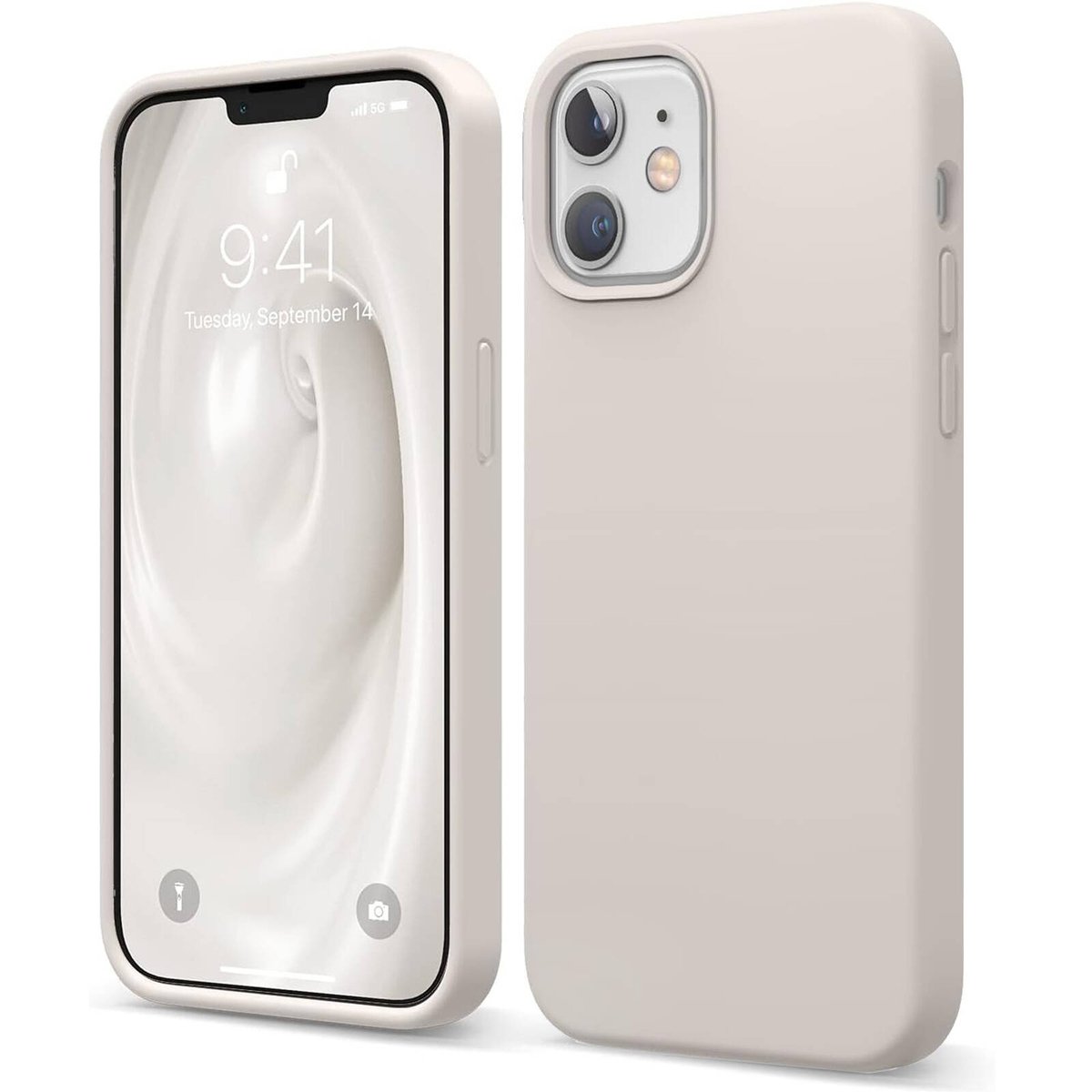 Silicone Phone Case For iPhone 12 Shockproof Microfiber Lining - Beige ...