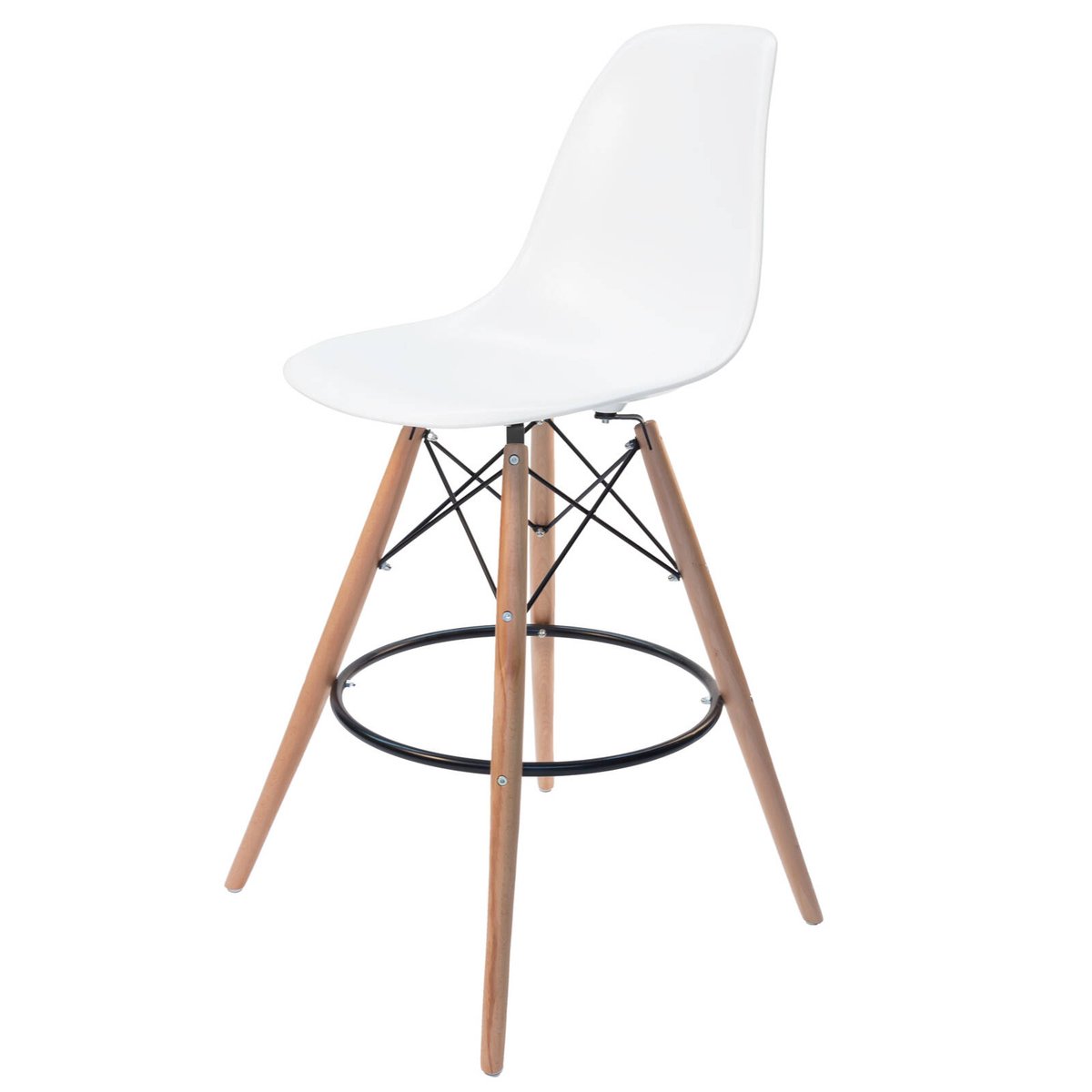 SK Designer Living | Replica Eames DSW Stool | White & Natural - Bunnings Australia