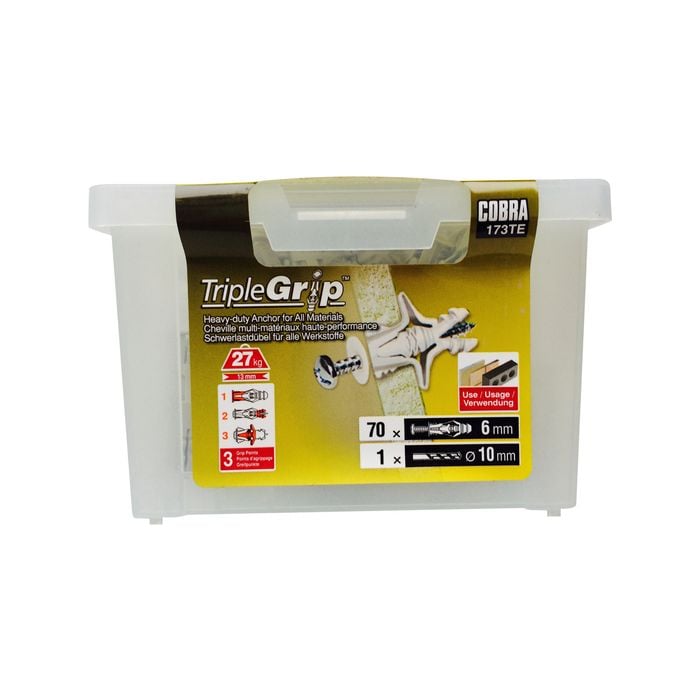 Cobra 6.0mm 173TE Triple Grip Anchor Screws - 70 Pack - Bunnings Australia