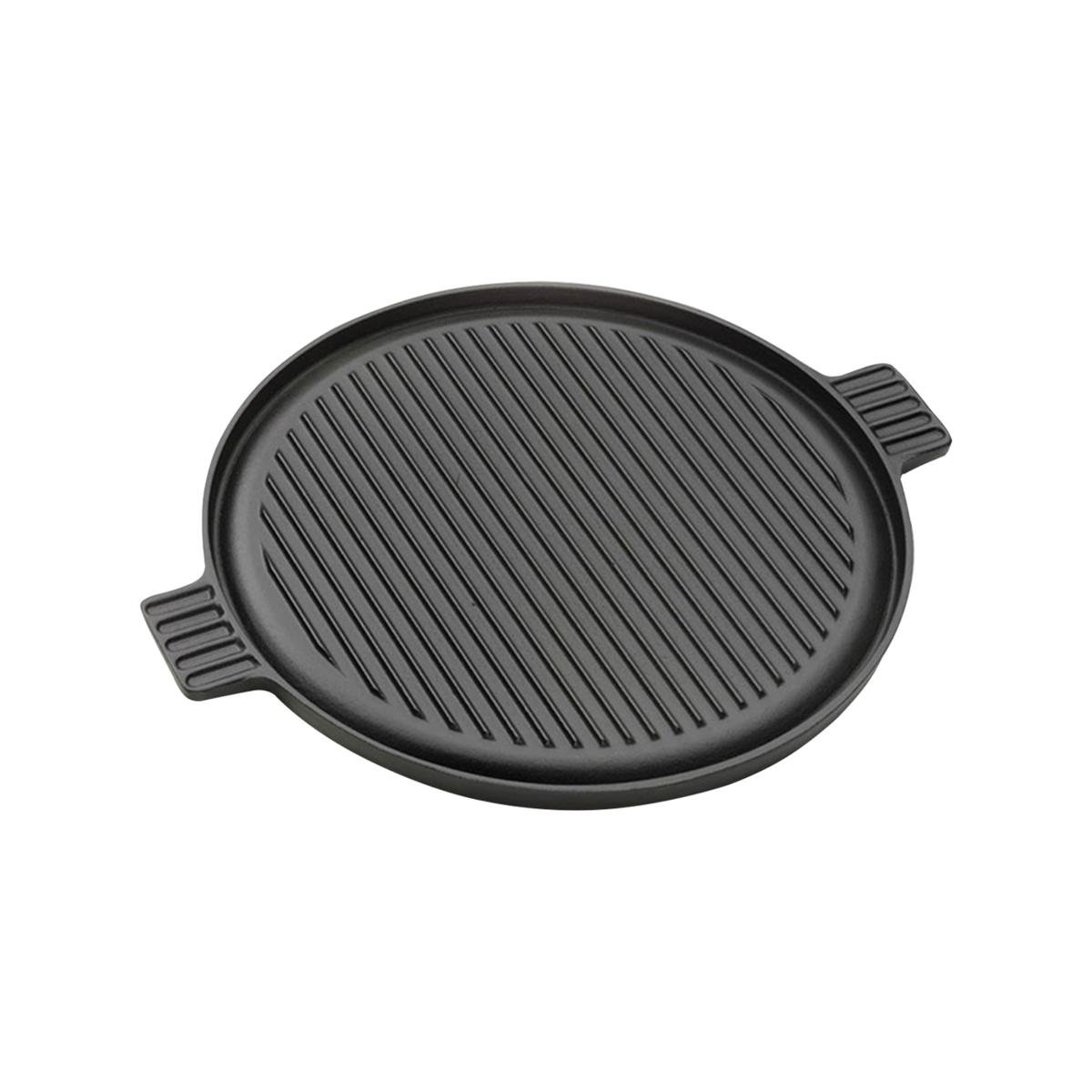 SOGA 43cm Round Ribbed Cast Iron Frying Pan - Bunnings Australia