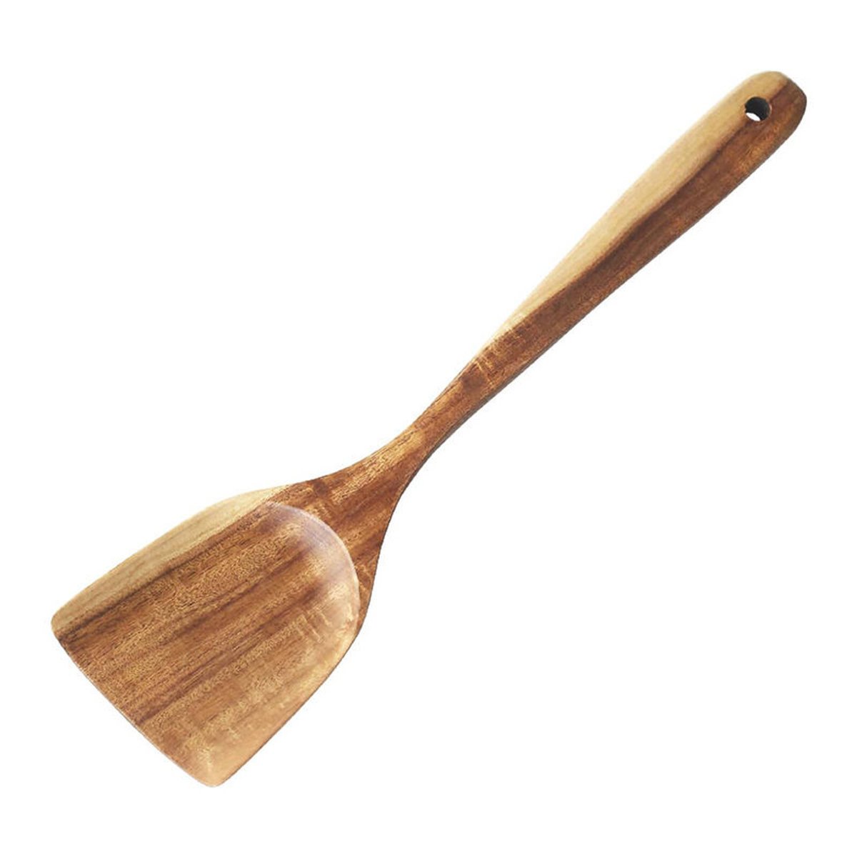 Catzon Wooden Wok Spatula 33cm Long Handle Natural Teak Turner for ...
