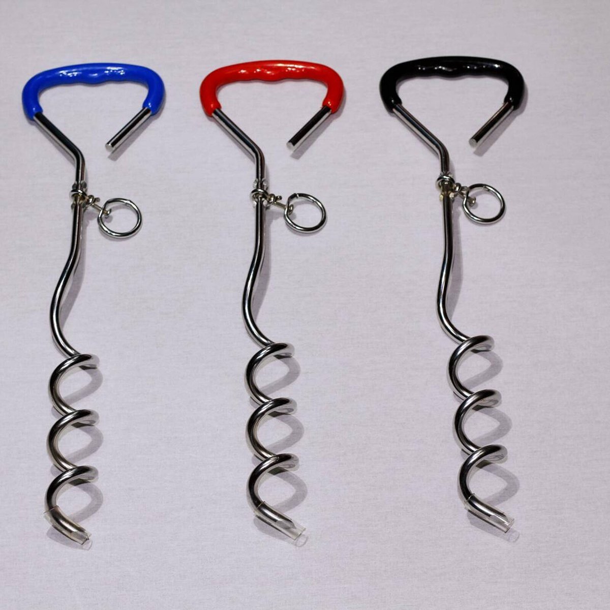YES4PETS 2 X Pet Dog Puppy Chrome Plated Corkscrew Spiral Tie Out Stake ...