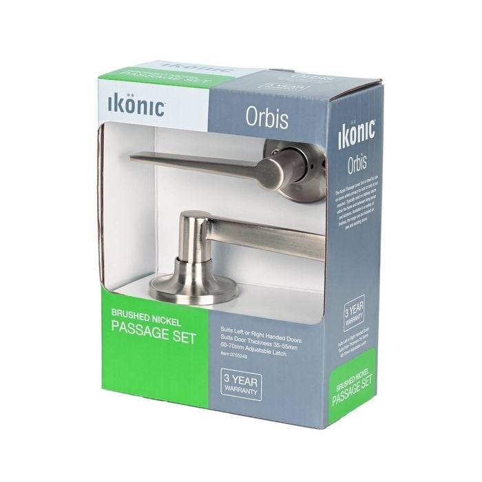 Ikonic Brushed Nickel Orbis Passage Lever Set - Bunnings Australia