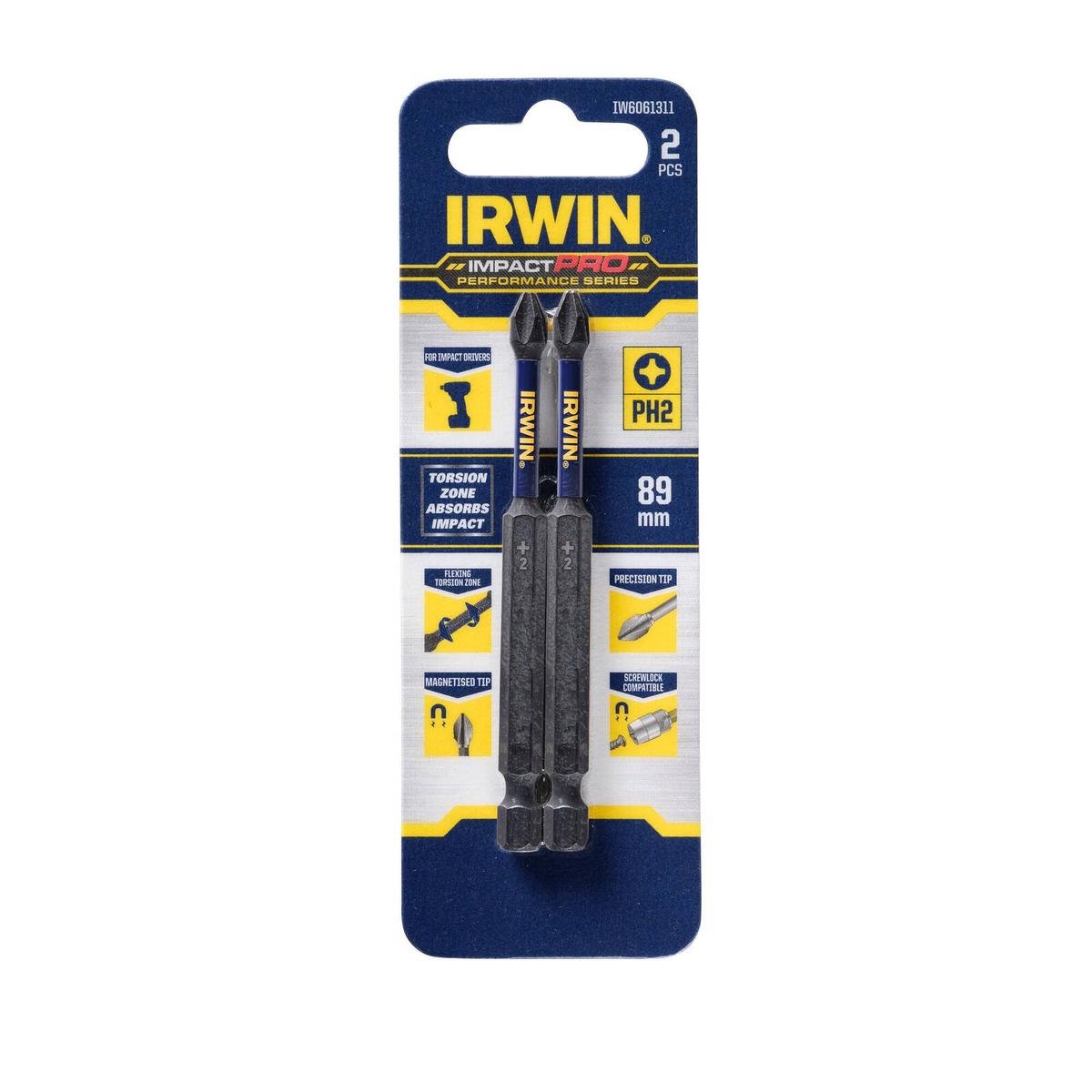 Irwin Impact Pro Performance 89mm PH2 - 2 Pack - Bunnings New Zealand