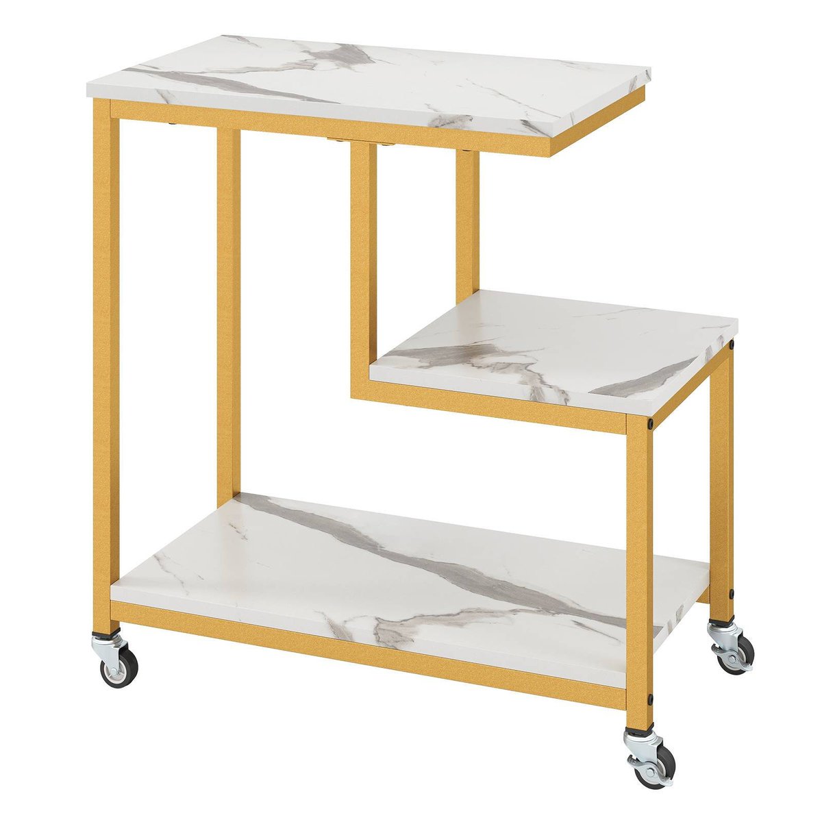 Costway G-shaped Side Table 3-tier Mobile Sofa End Table - Bunnings ...
