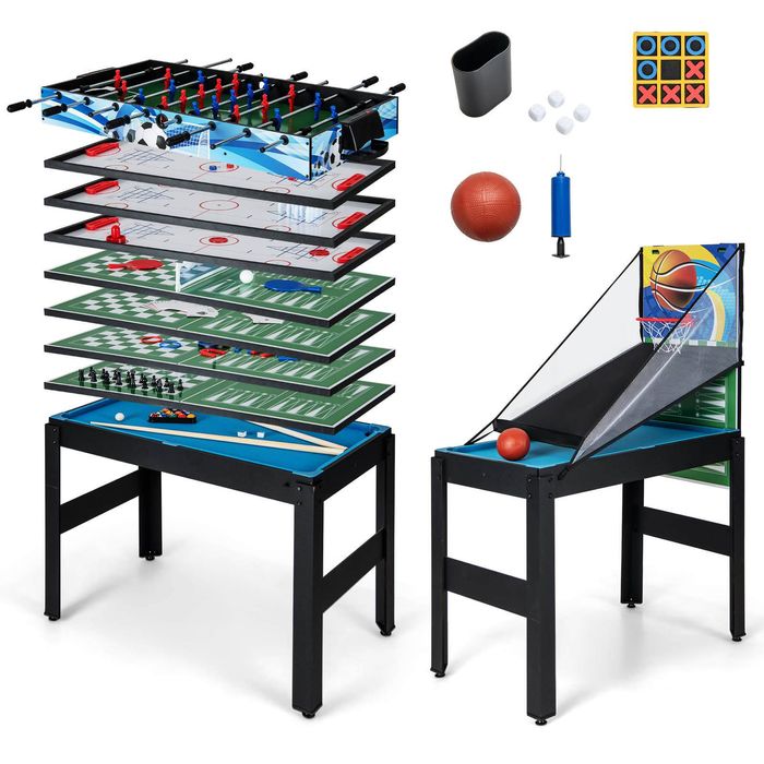 Costway 14-in-1 Combo Game Table Set Foosball Air Hockey Basketball ...