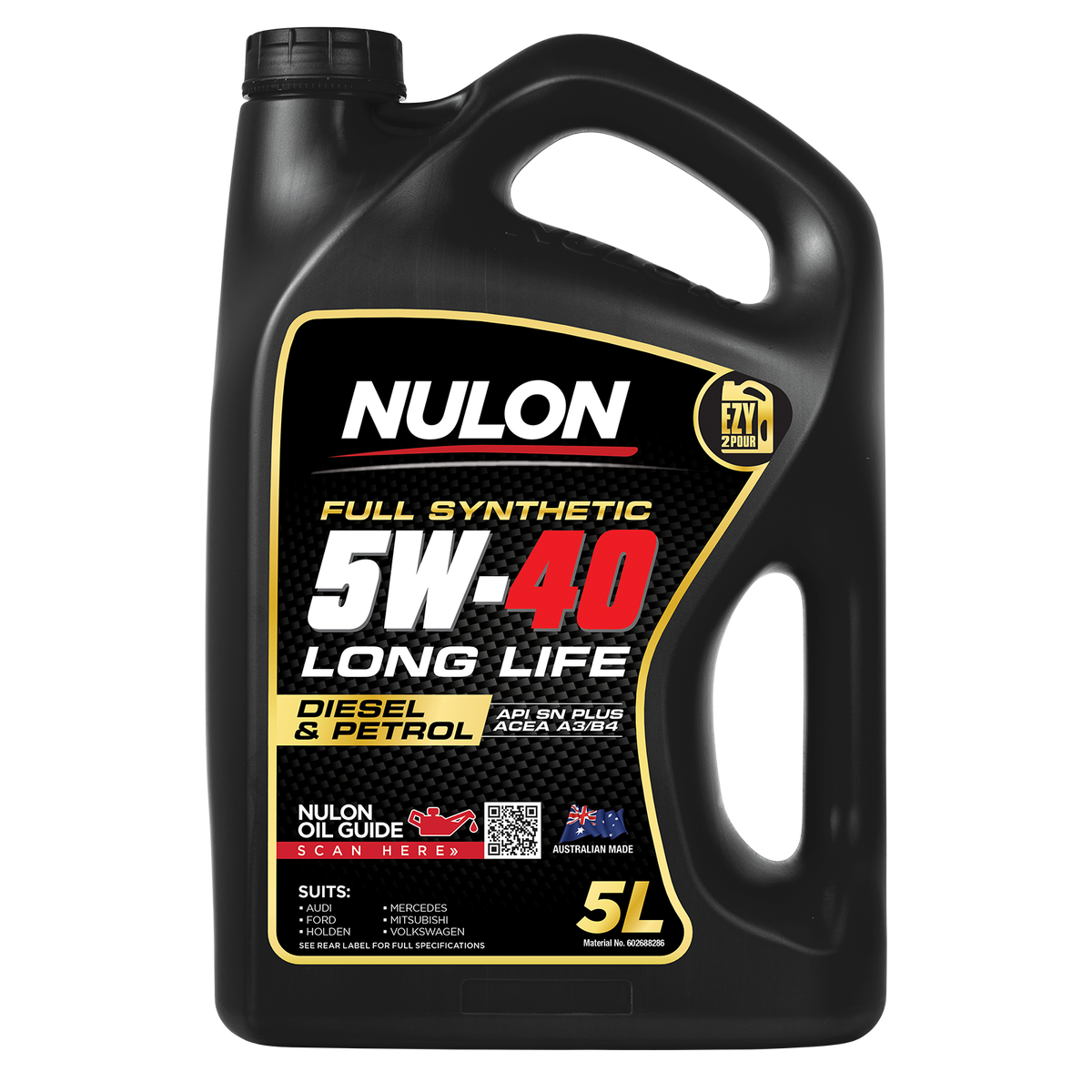 Nulon 5L Full Synthetic 5W-40 Long Life Engine Oil - Bunnings Australia