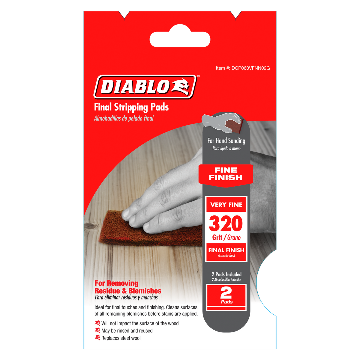 Diablo 320 Grit Fine Finish Sanding Pad - 2 Pack - Bunnings New Zealand