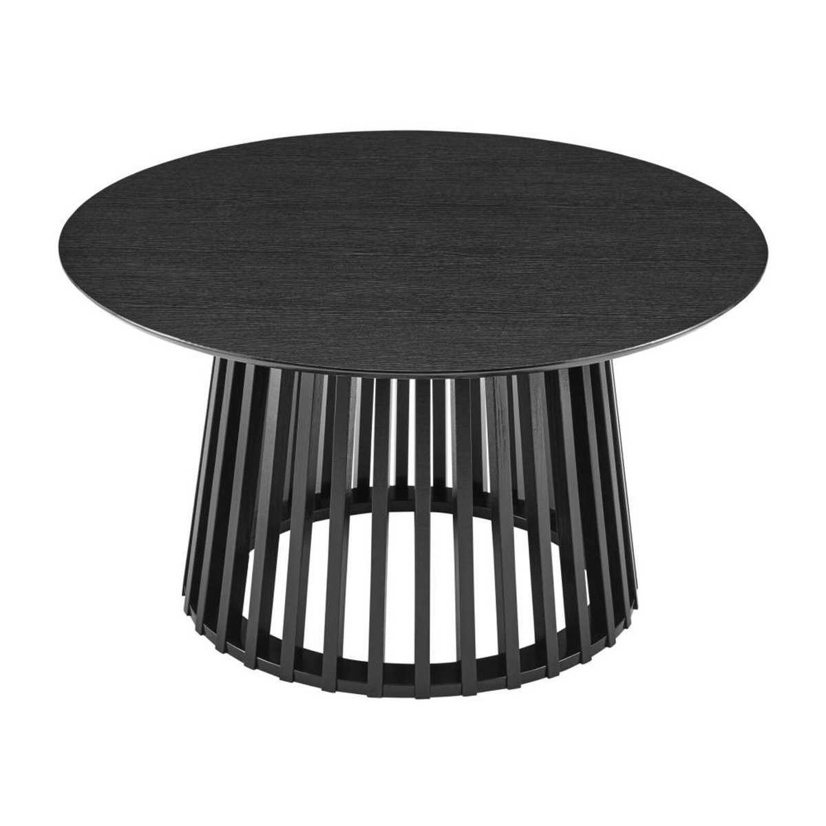 Vanessa Coffee Table Round Slat Base 90cm Black - Bunnings Australia