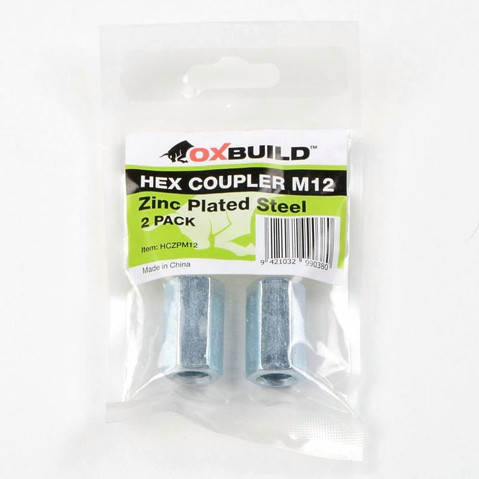 Oxbuild M12 Zinc Plated Hex Coupler - 2 Pack - Bunnings New Zealand