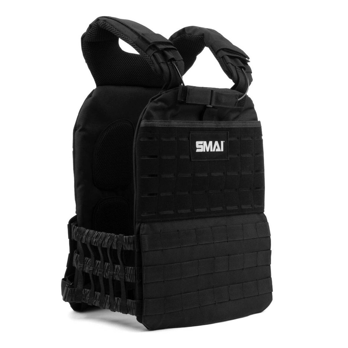 SMAI Weight Vest Adjustable - Plate Carrier + Pair 2.5kg Plates - Black ...